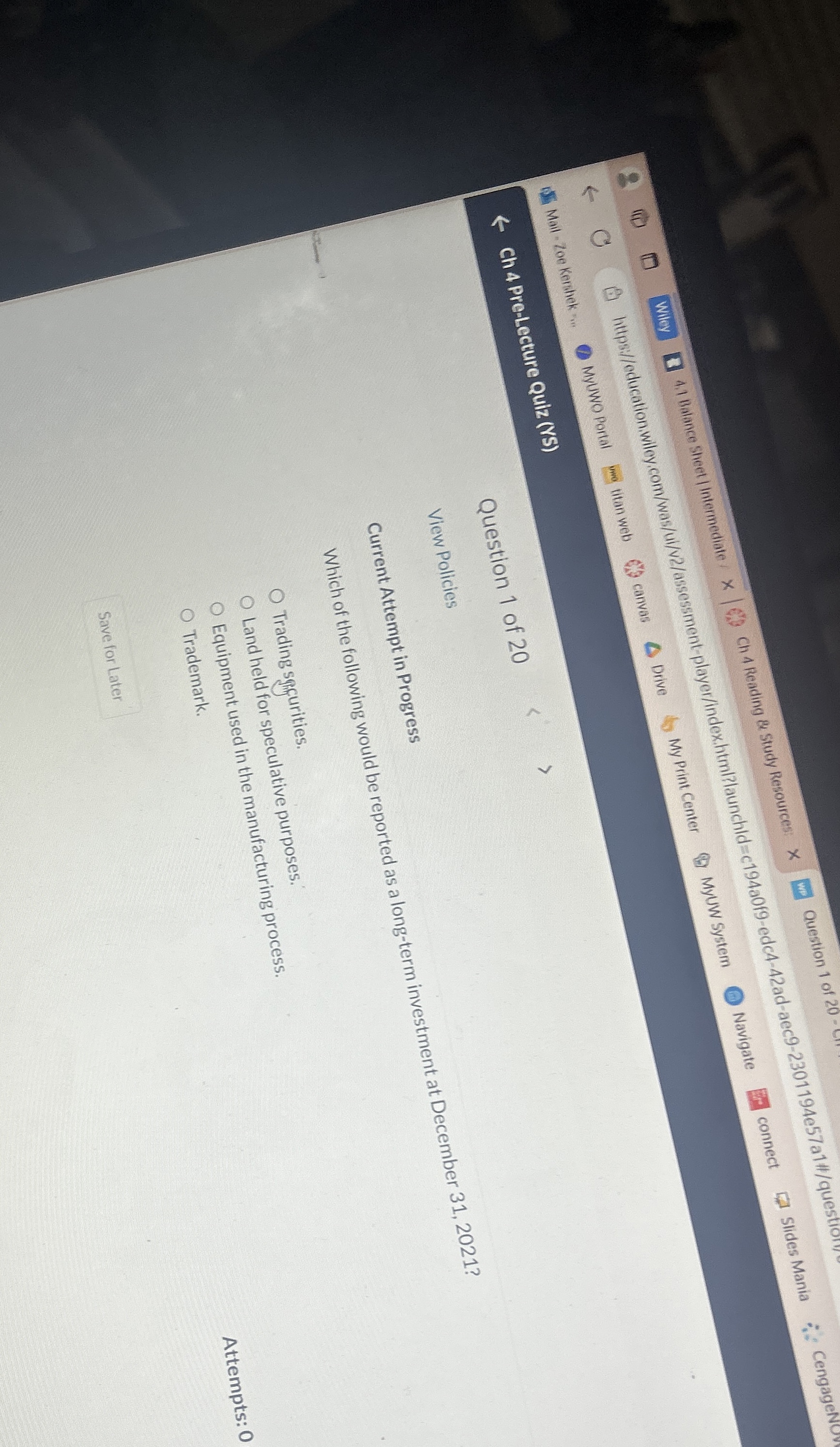 Solved Question 1 ﻿of 20View PoliciesCurrent Attempt in | Chegg.com