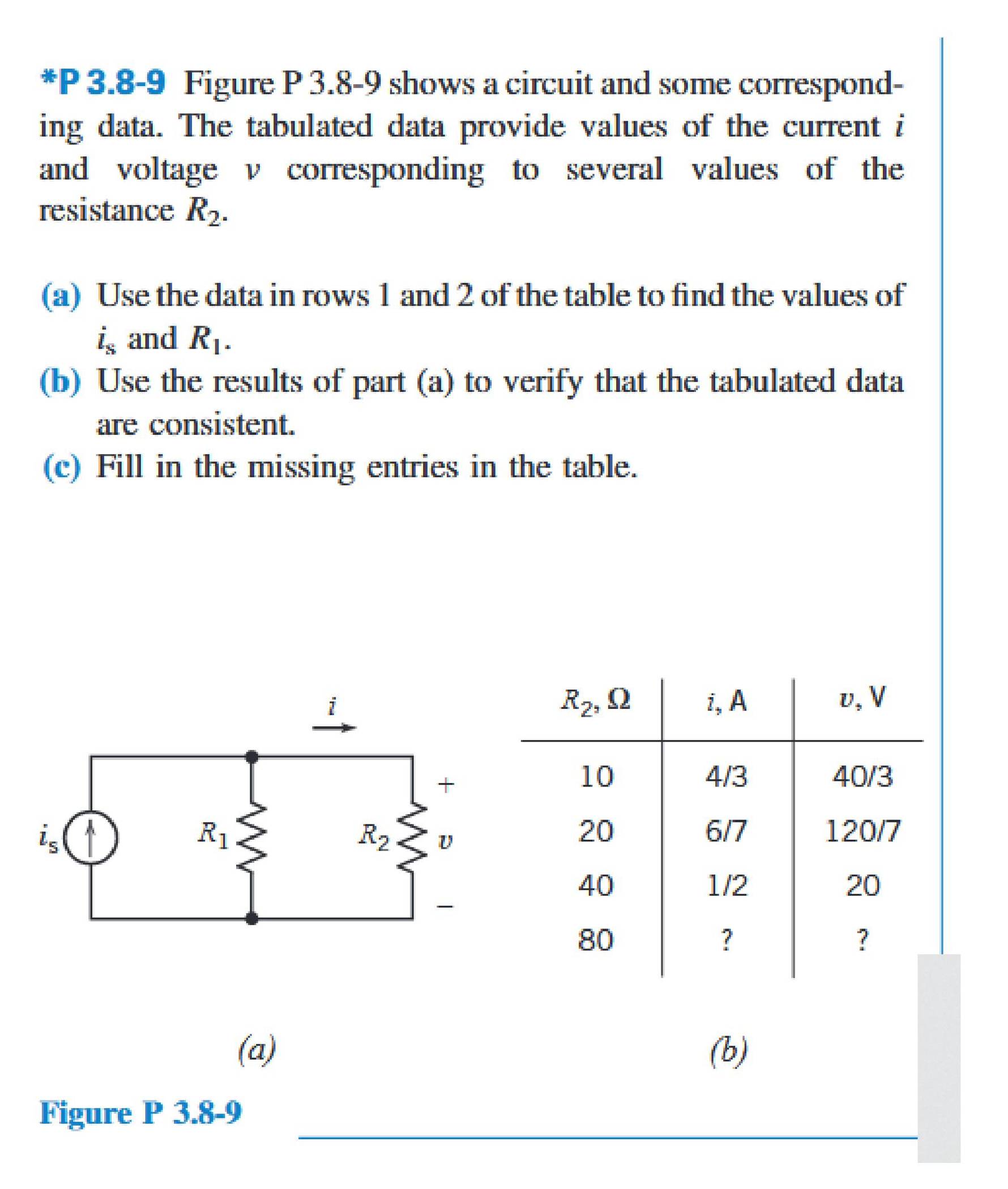 *P 3.8-9 ﻿Figure P 3.8-9 ﻿shows a circuit and some | Chegg.com