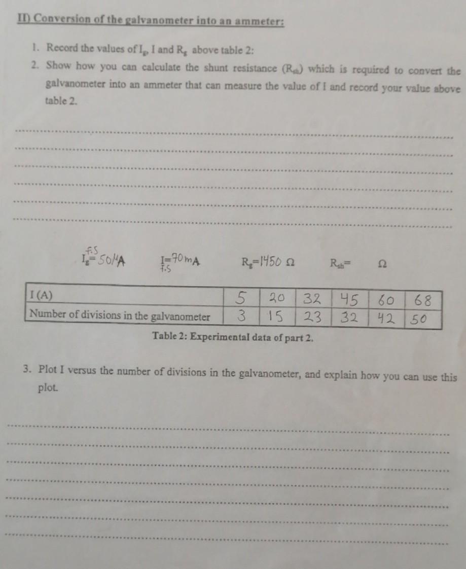 Exp No. 7 The Galvanometer Data and Data Analysis | Chegg.com