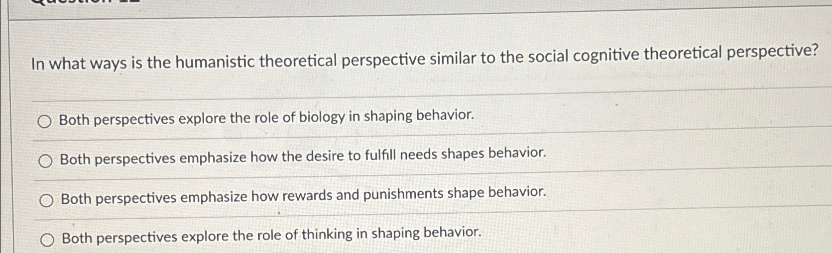 Solved In what ways is the humanistic theoretical | Chegg.com