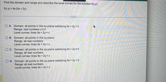 Solved Find the domain and range and describe the level | Chegg.com