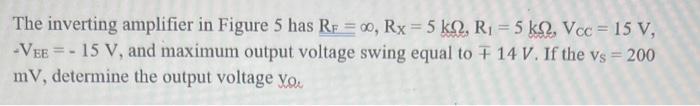 Solved −VEE=−15 V, and maximum output voltage swing equal to | Chegg.com