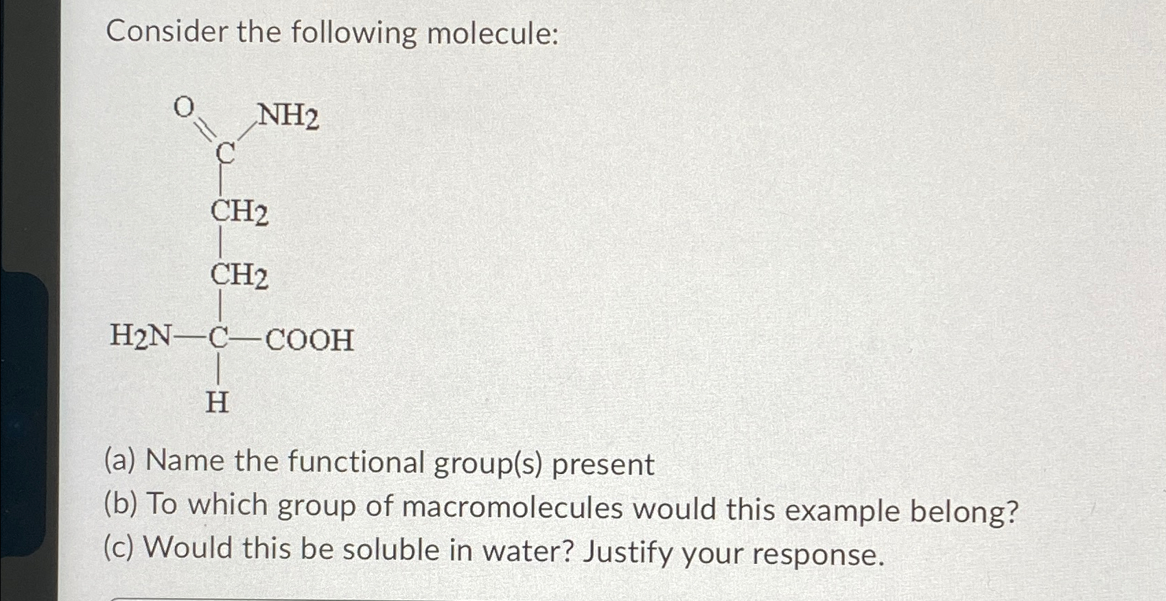 Solved Consider the following molecule:(a) ﻿Name the | Chegg.com