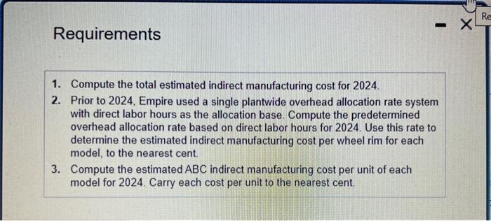 Solved Requirement 1. Compute the total estimated indirect | Chegg.com