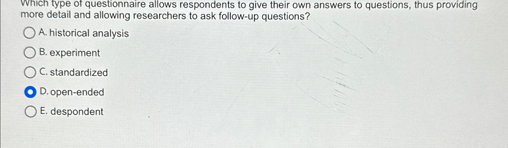 Solved Which type of questionnaire allows respondents to | Chegg.com