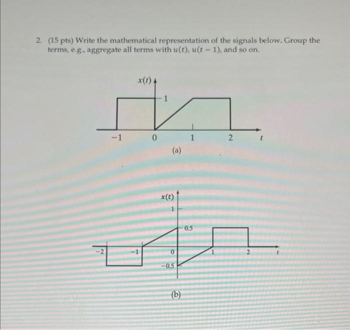 Solved 2. (15 pts) Write the mathematical representation of | Chegg.com Solved 2. (15 pts) Write the mathematical representation of | Chegg.com