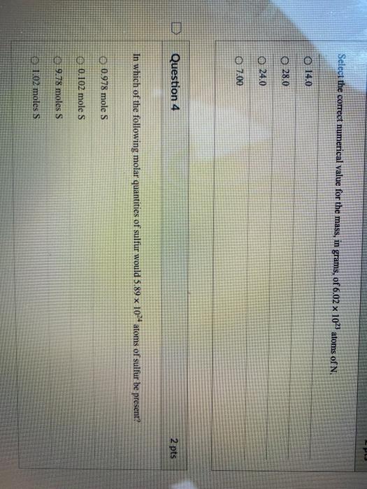 Solved Select the correct numerical value for the mass, in | Chegg.com