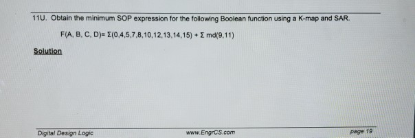 Solved 110. Obtain the minimum SOP expression for the | Chegg.com