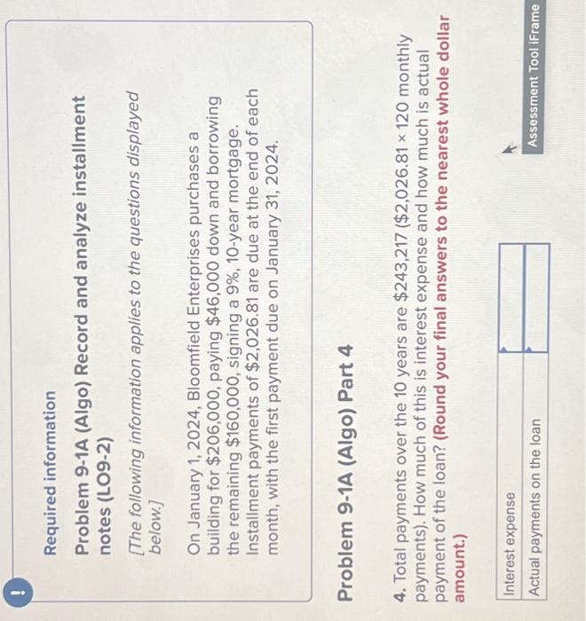 Solved Required information Problem 9-1A (Algo) Record and | Chegg.com