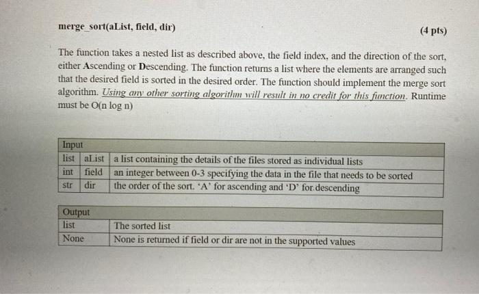 Solved Merge Sortalist Field Dir 4 Pts The Function 5392