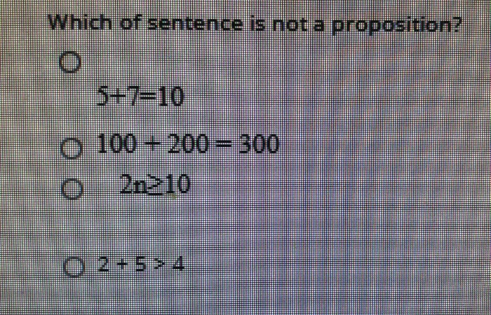 Solved Which of sentence is not a nce is not a proposition? | Chegg.com