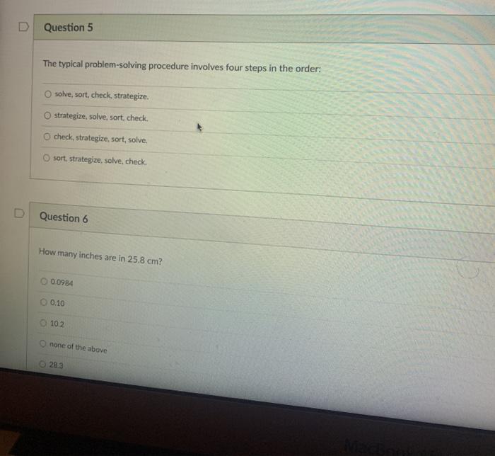 Solved D Question 5 The typical problem-solving procedure | Chegg.com