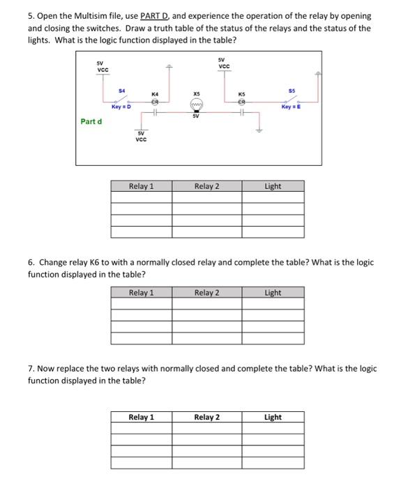 Solved 5. Open the Multisim file, use PART D, and experience | Chegg.com