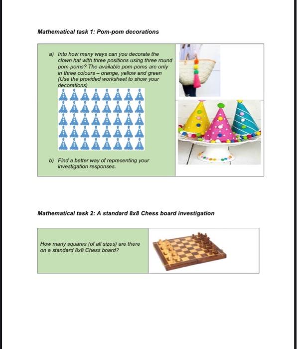 Solved Mathematical task 1: Pom-pom decorations a) Into how | Chegg.com