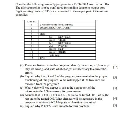 Solved Consider the following assembly program for a | Chegg.com
