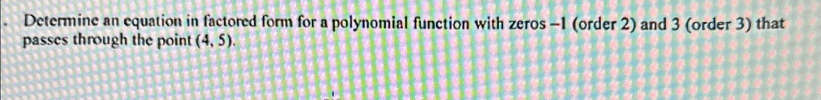 Solved Determine an equation in factored form for a | Chegg.com