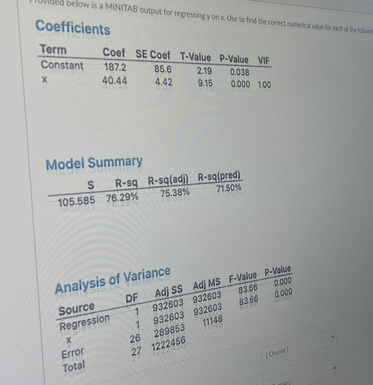 Coefficients\table[[Term,Coef,SE | Chegg.com