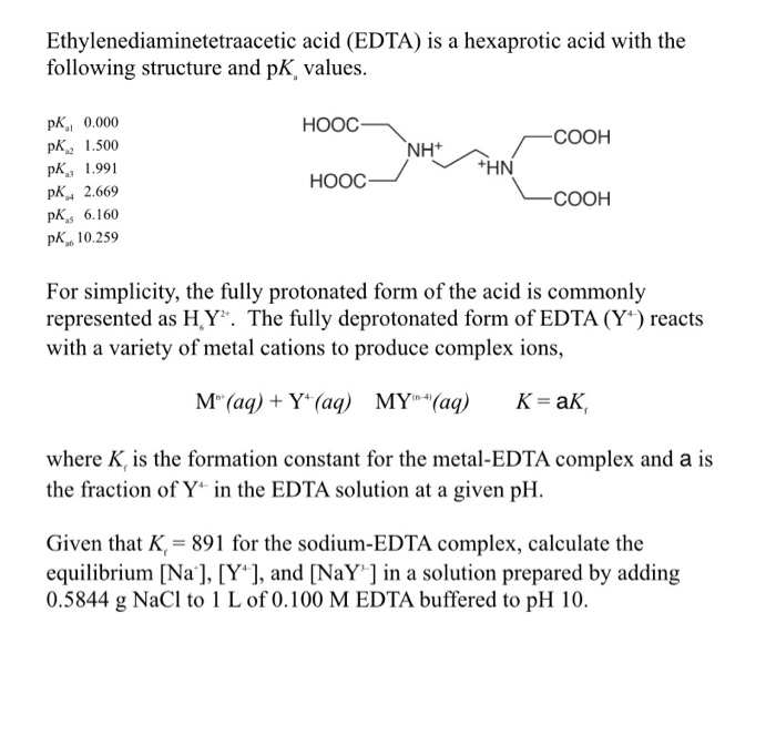 Solved Ethylenediaminetetraacetic acid (EDTA) is a | Chegg.com