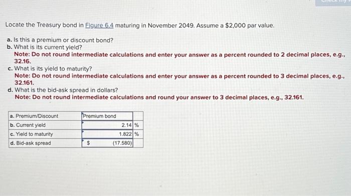 Locate the Treasury bond in Figure 6.4 maturing in | Chegg.com