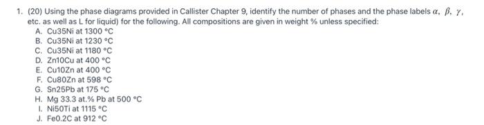Solved 1. (20) Using the phase diagrams provided in | Chegg.com