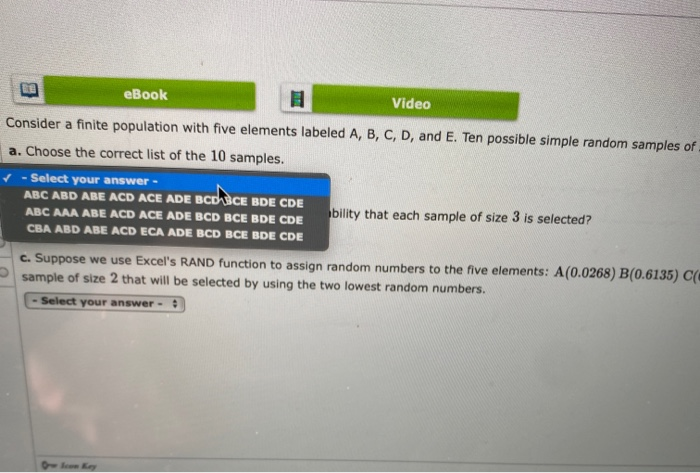 Solved Question eBook Video Consider a finite population | Chegg.com