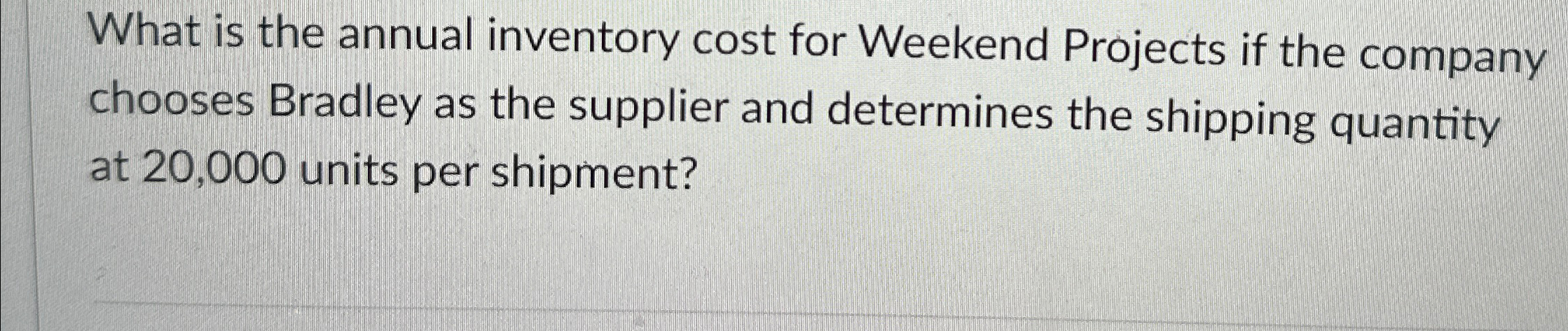 Solved What is the annual inventory cost for Weekend | Chegg.com