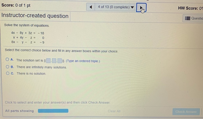 Solved Instructor-created question Questic Solve the system | Chegg.com
