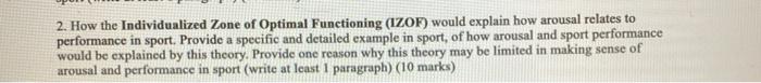 Solved 2. How the Individualized Zone of Optimal Functioning | Chegg.com