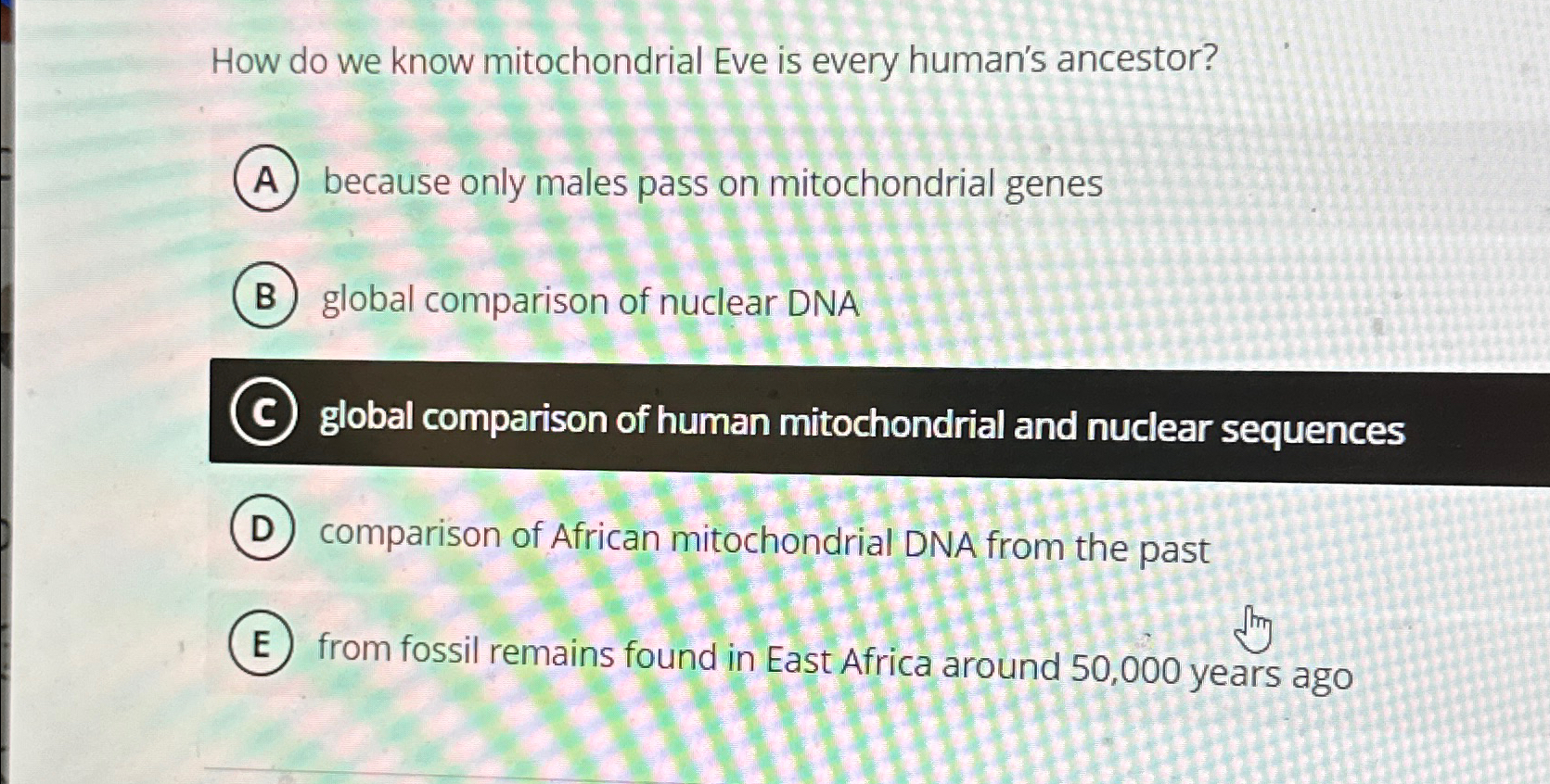 Solved How do we know mitochondrial Eve is every human's | Chegg.com