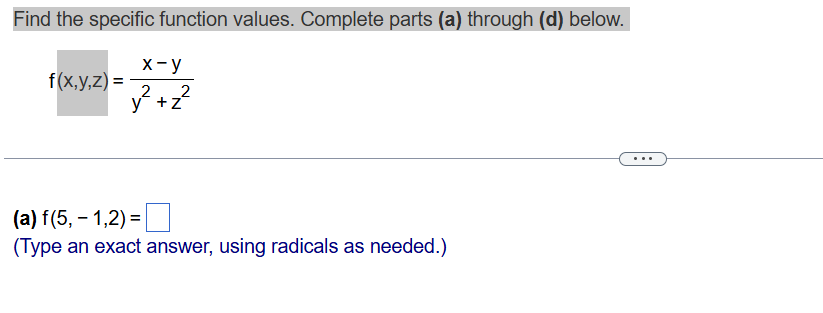 Solved Find the specific function values. Complete parts (a) | Chegg.com