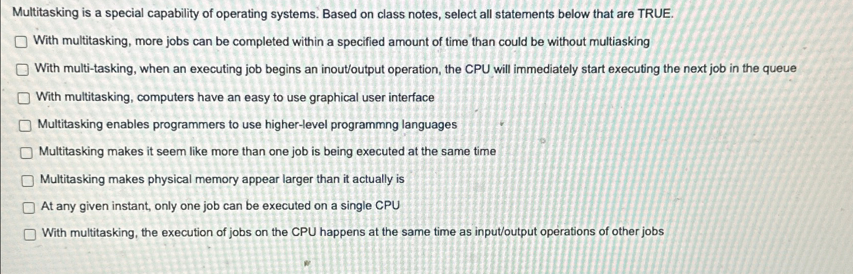Multitasking is a special capability of operating | Chegg.com