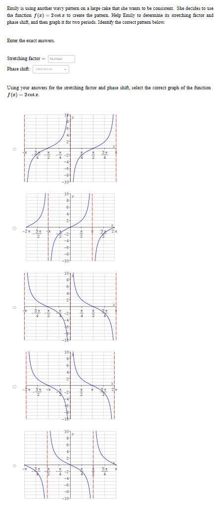 Solved Emily is using another wavy pattern on a large cake | Chegg.com