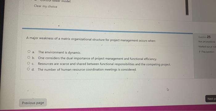 Solved A major weakness of a matrix organizational structure | Chegg.com