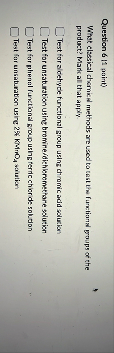 Solved Question 6 (1 ﻿point)What classical chemical methods | Chegg.com