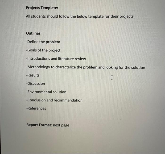 Solved Projects Template: All students should follow the | Chegg.com