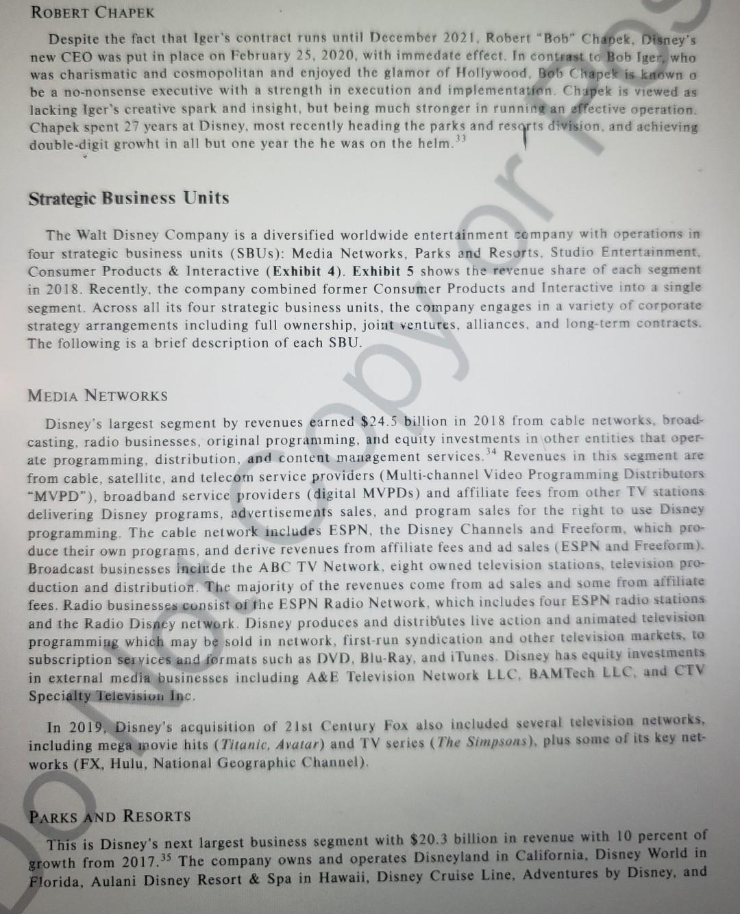 Solved Read the Walt Disney Company 2020 case and analyze | Chegg.com
