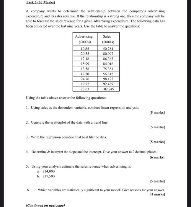 Solved Task 3 30 Marks A Company Wants To Determine The