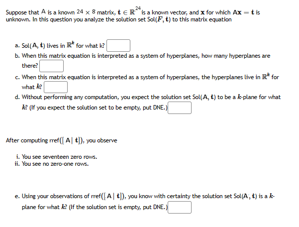 Solved Suppose that A ﻿is a known 24×8 ﻿matrix, tinR24 ﻿is a | Chegg.com