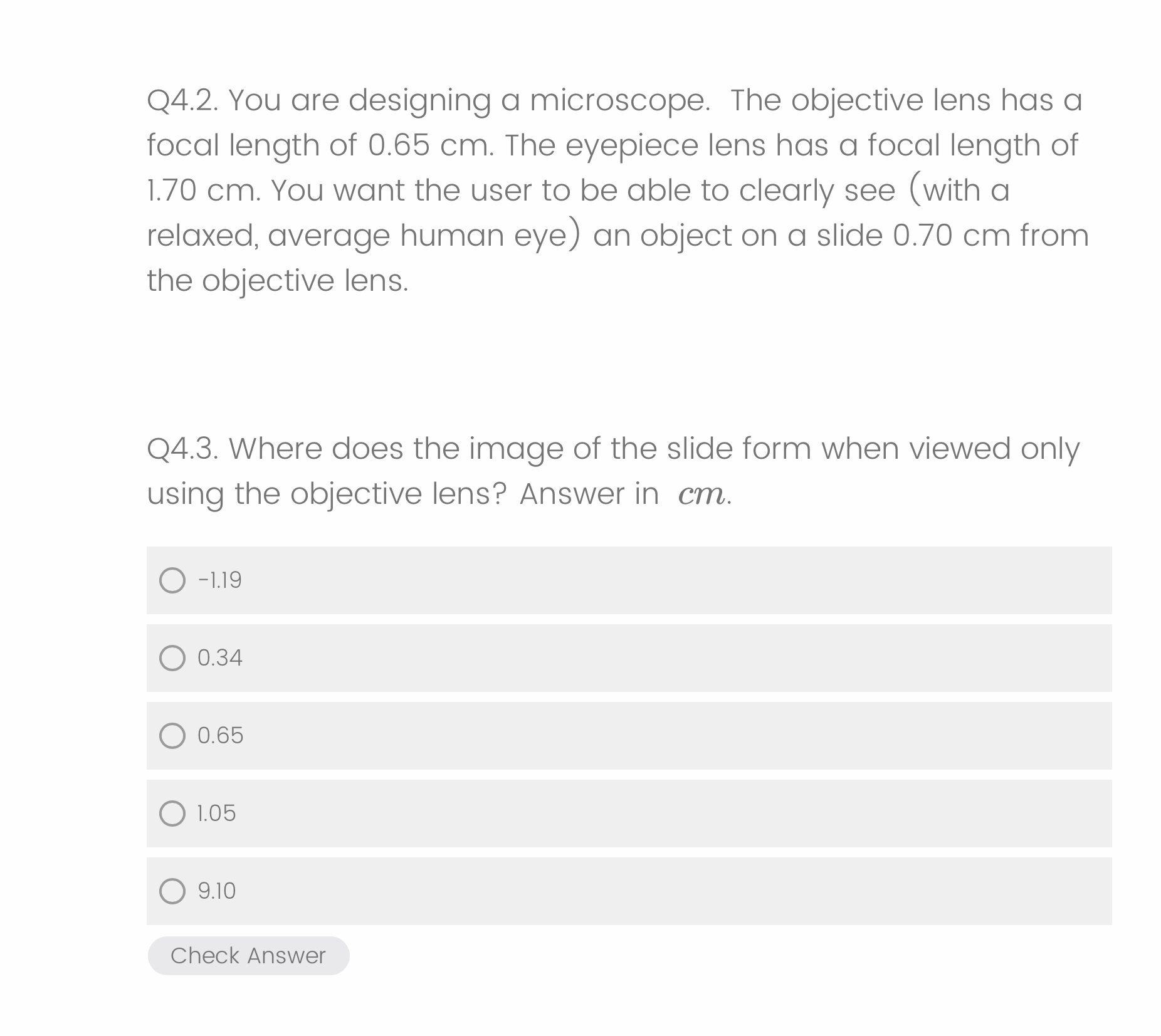 Solved Q4.2. ﻿You are designing a microscope. The objective | Chegg.com