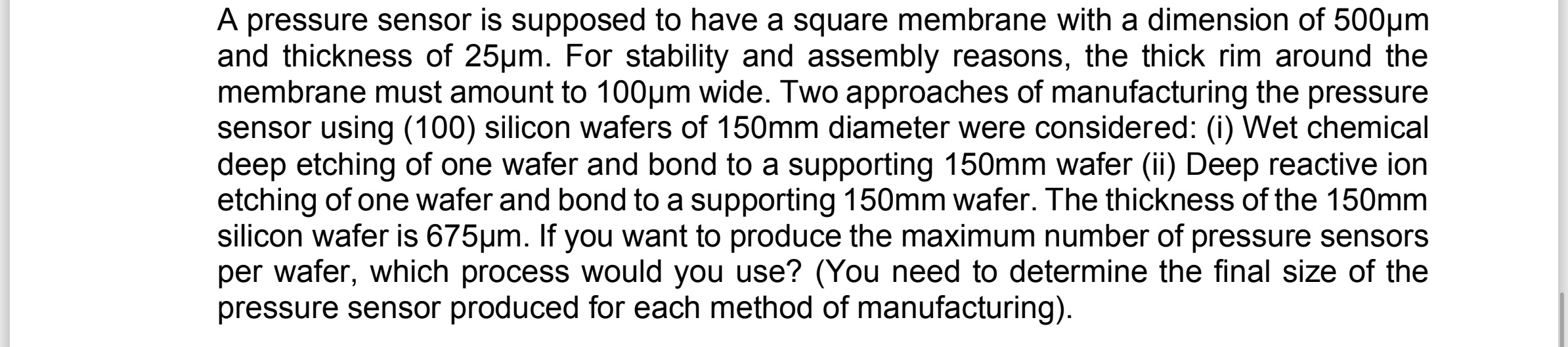 Solved A pressure sensor is supposed to have a square | Chegg.com