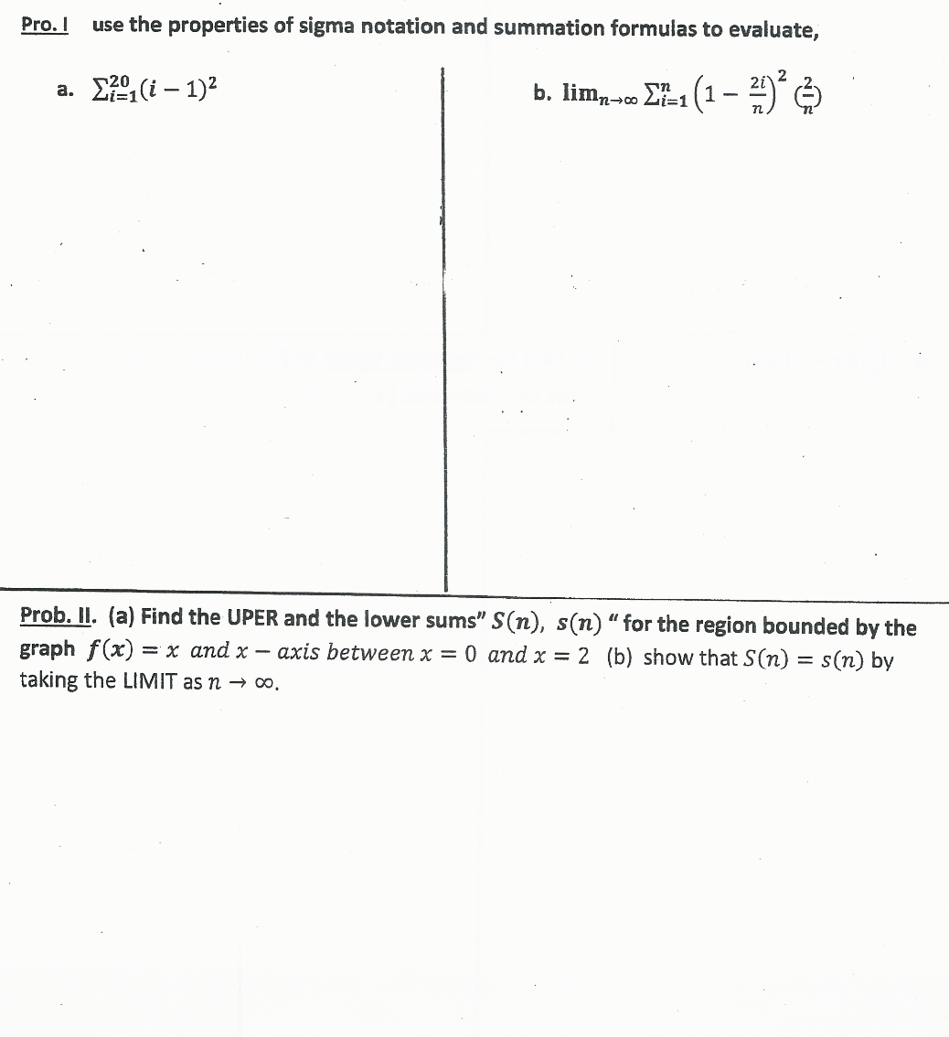 Solved Pro. 1 ﻿use the properties of sigma notation and | Chegg.com