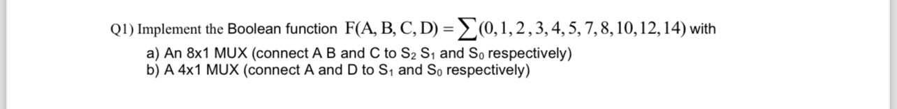 Q1) ﻿Implement the Boolean function | Chegg.com