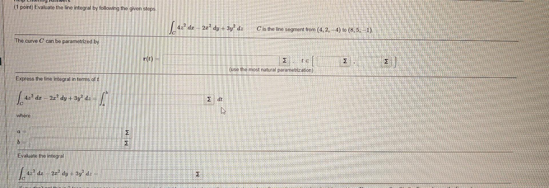 Solved (1 point) Evaluate the line integral by following the | Chegg.com