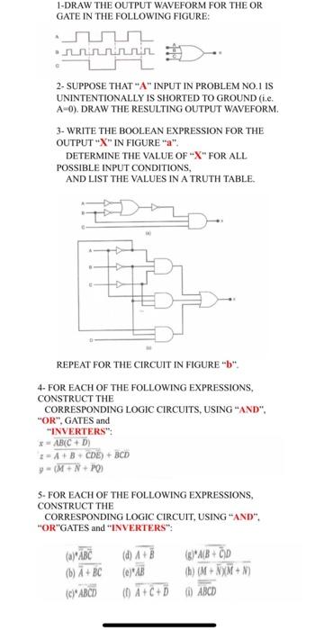 Solved I-DRAW THE OUTPUT WAVEFORM FOR THE OR GATE IN THE | Chegg.com