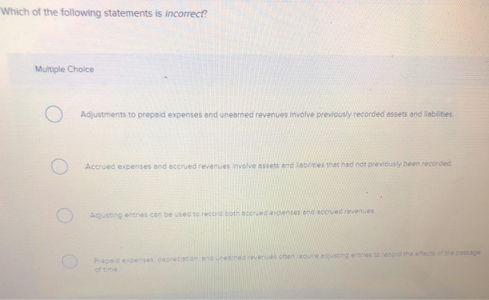 Solved Which of the following statements is incorrect? | Chegg.com