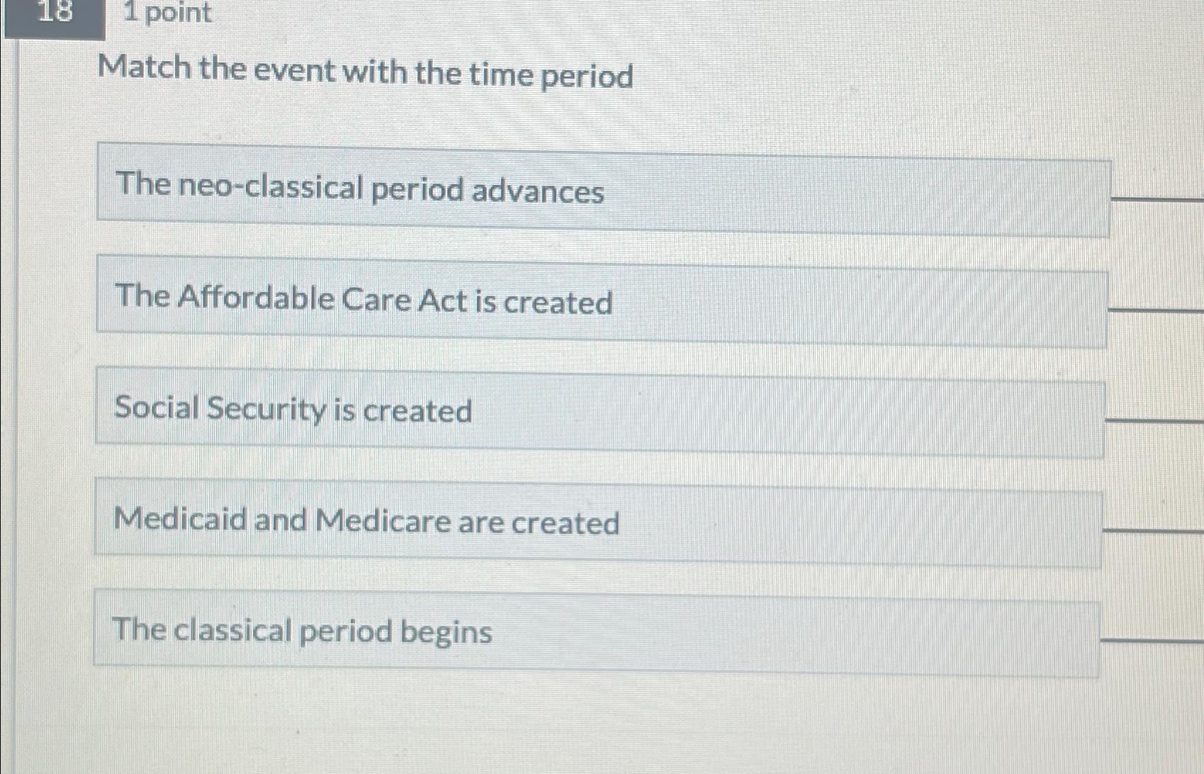 Solved 1 ﻿pointMatch the event with the time periodThe | Chegg.com