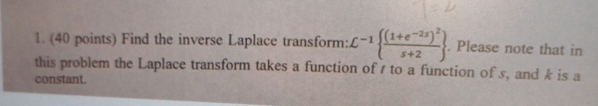 Solved by an EXPERT (40 ﻿points) ﻿Find the inverse Laplace transform: | Chegg.com