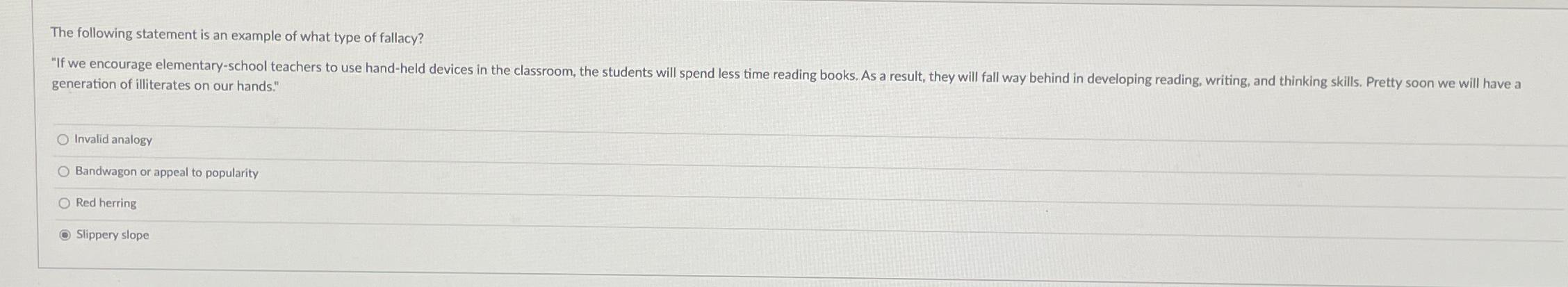 Solved The following statement is an example of what type of | Chegg.com