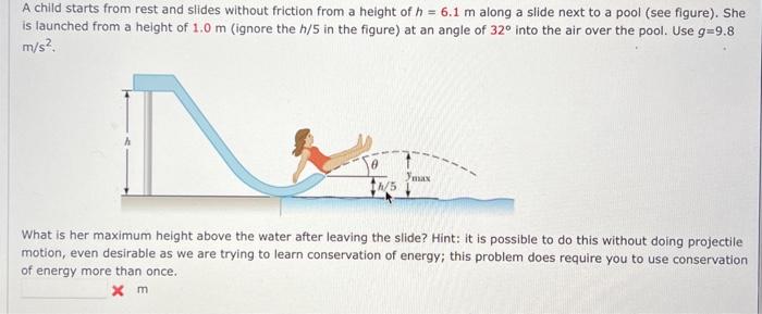 Solved A child starts from rest and slides without friction | Chegg.com