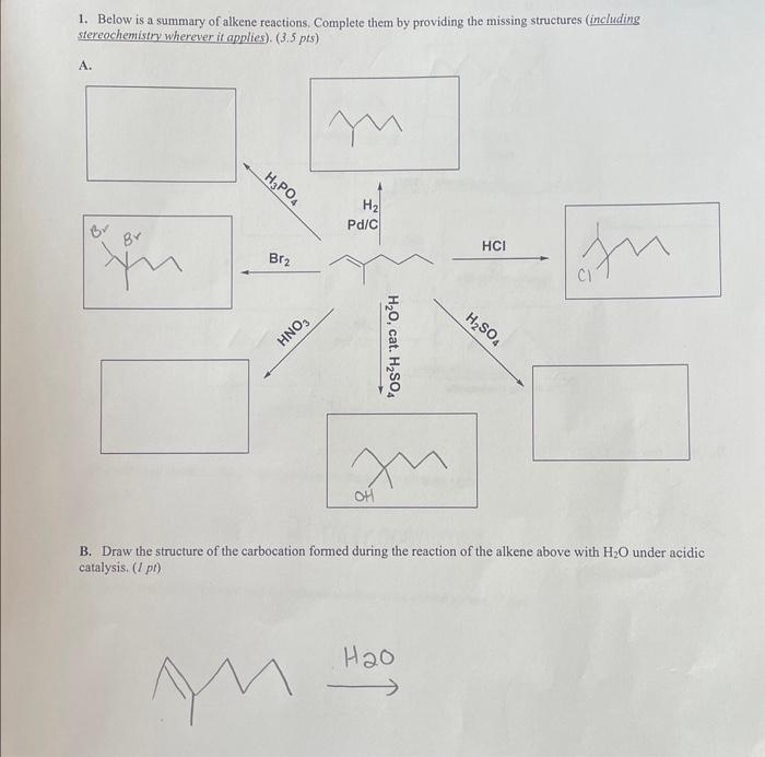 Solved B. Draw the structure of the carbocation formed | Chegg.com